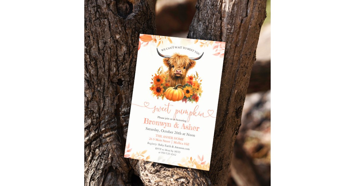 Baby Calf Cow Pumpkin Baby Shower Invitation | Zazzle
