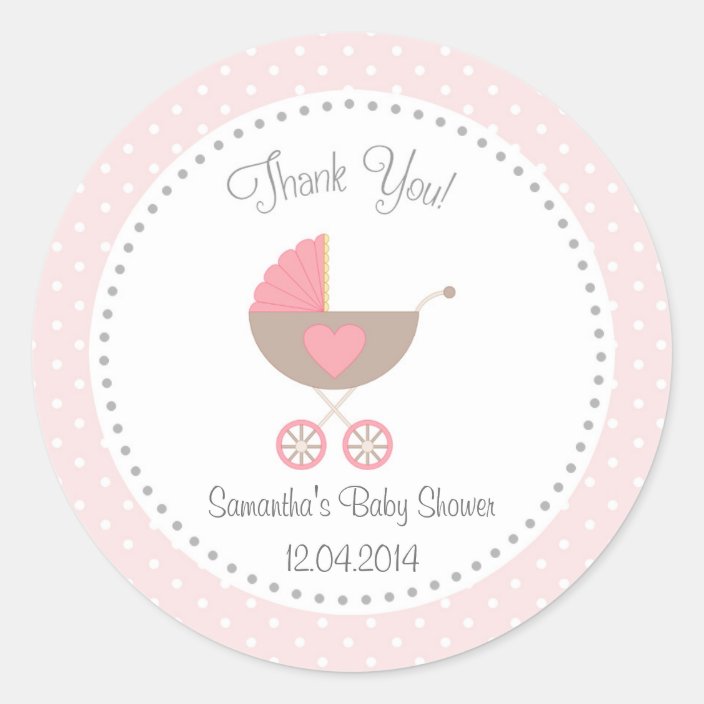 Baby Carriage Baby Shower Sticker Pink | Zazzle.com