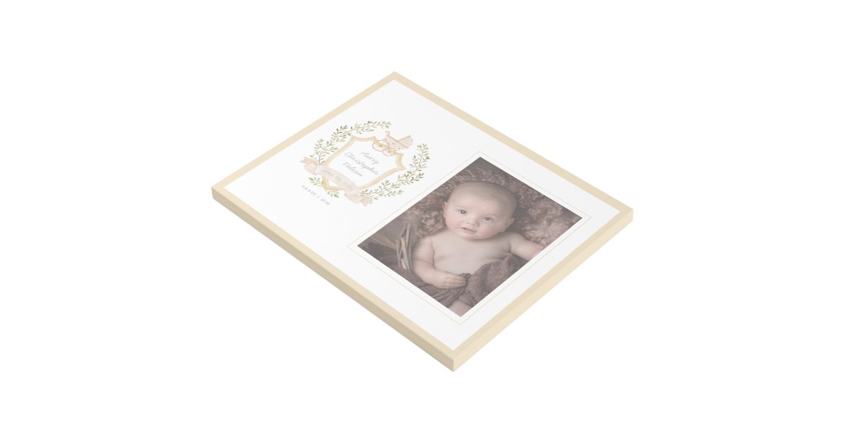 Baby Carriage Crest | Baby Photo Announcement Gallery Wrap | Zazzle