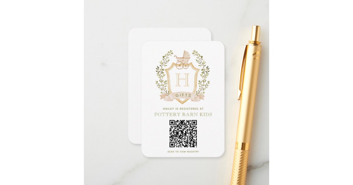 Baby Carriage Crest | Baby Shower Gift Registry Enclosure Card | Zazzle