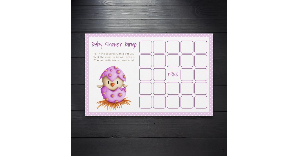 Baby Chicken Hatching Pink Baby Shower Bingo Card | Zazzle