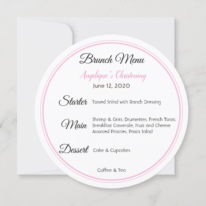 Baby Christening Brunch Menu Invitation | Zazzle.com