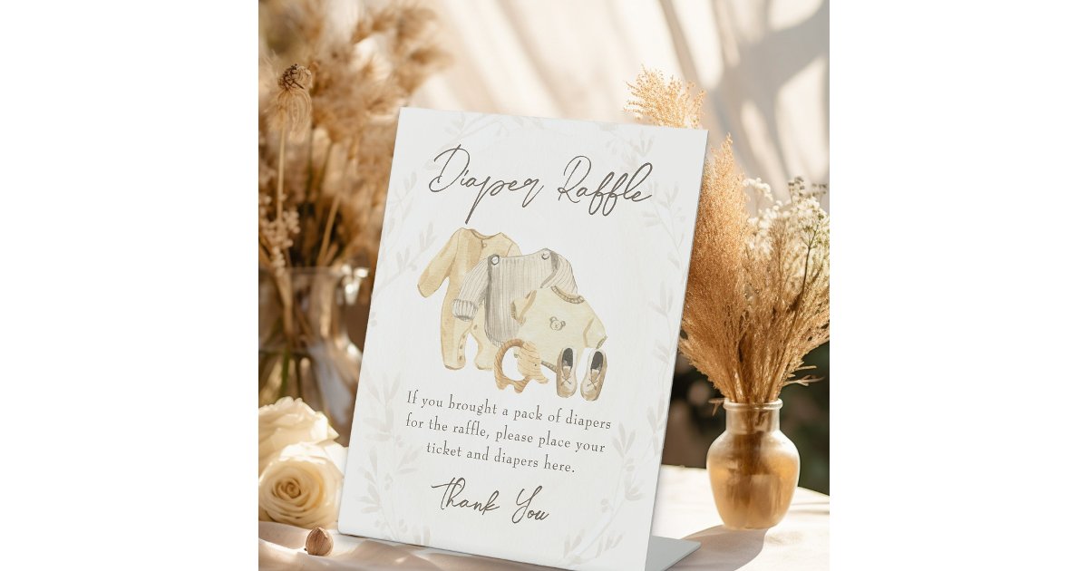 Baby Clothes Diaper Raffle Baby Shower Game Pedestal Sign | Zazzle