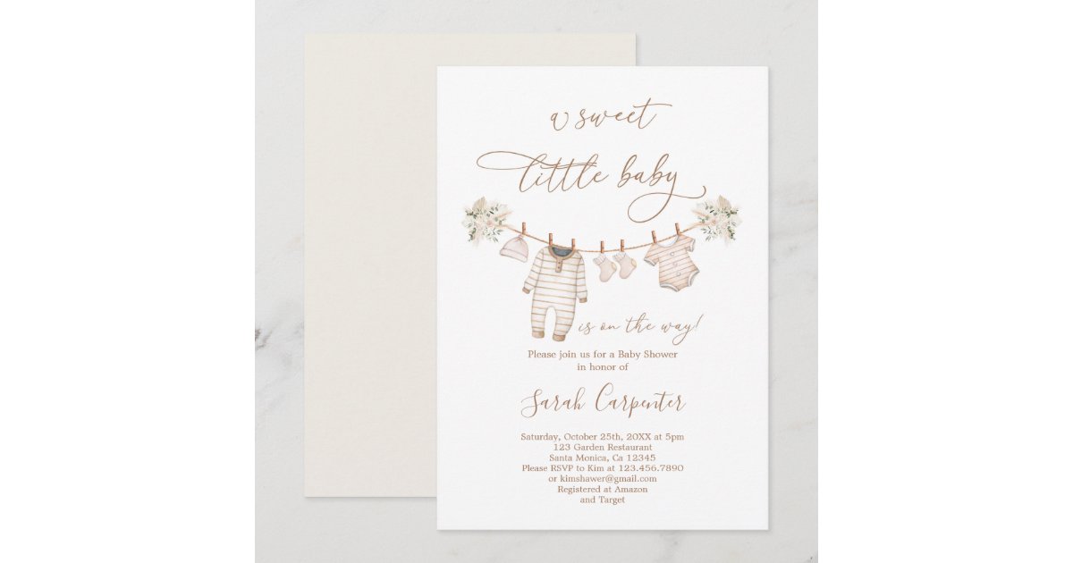 Baby Clothes Neutral Baby Shower Invitation | Zazzle
