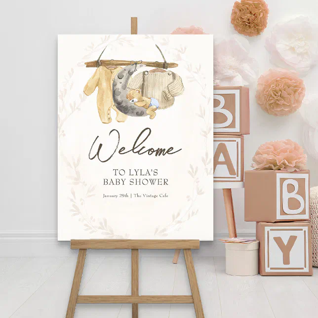Baby Clothes Neutral Baby Shower Welcome Foam Board | Zazzle