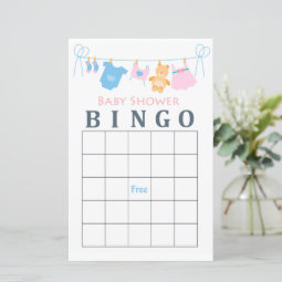 Baby Clothesline baby shower bingo card | Zazzle