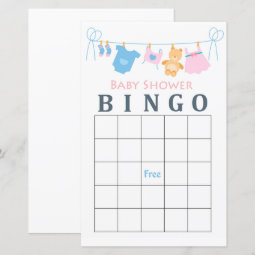 Baby Clothesline baby shower bingo card | Zazzle