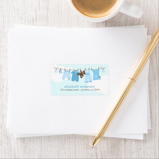 Baby Clothesline {blue} Label | Zazzle
