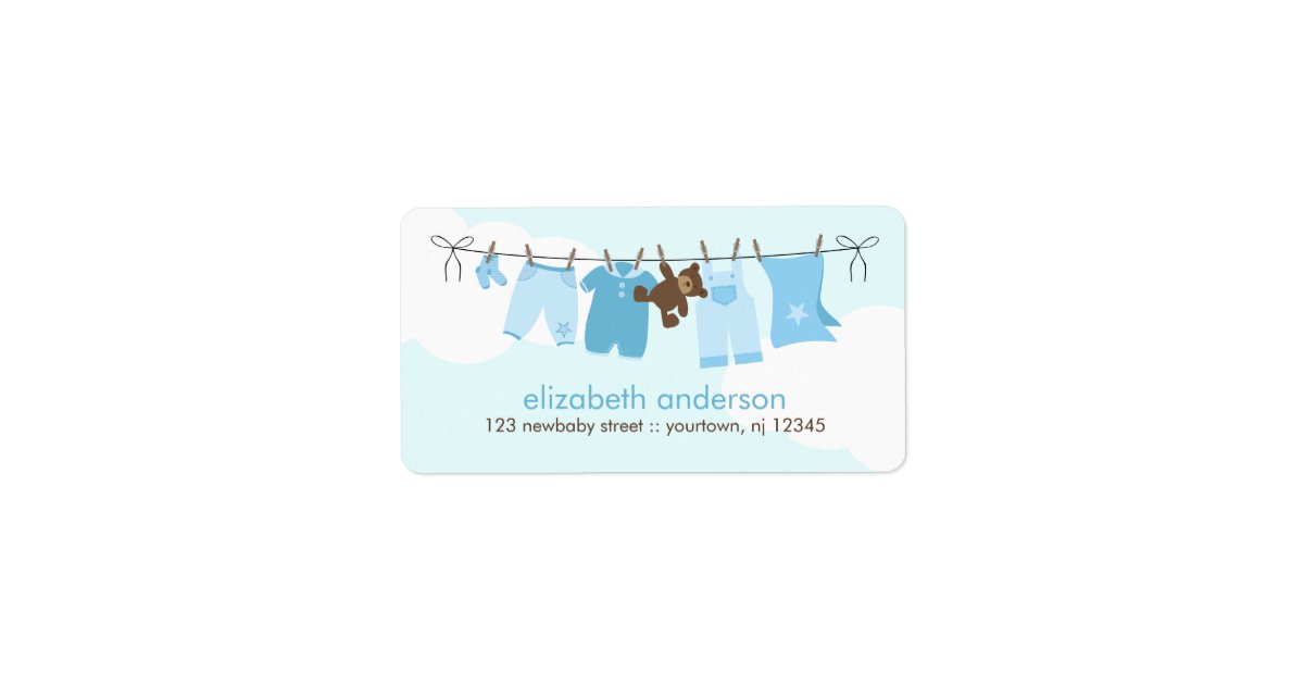 Baby Clothesline {blue} Label | Zazzle