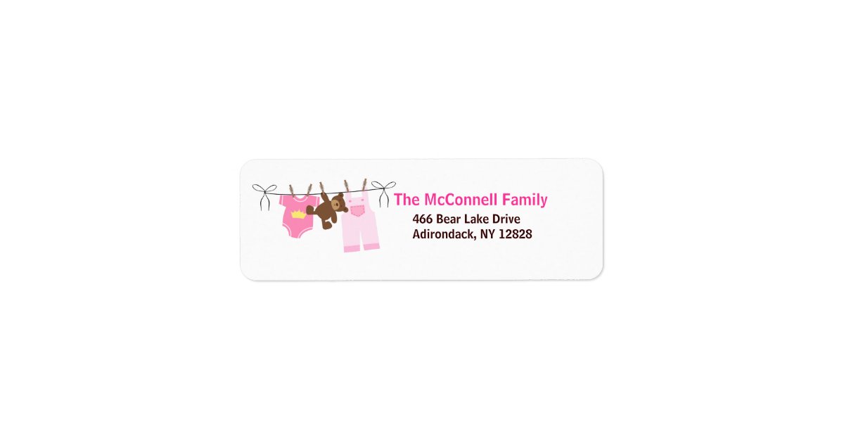 BABY CLOTHESLINE (GIRL) ADDRESS LABELS | Zazzle