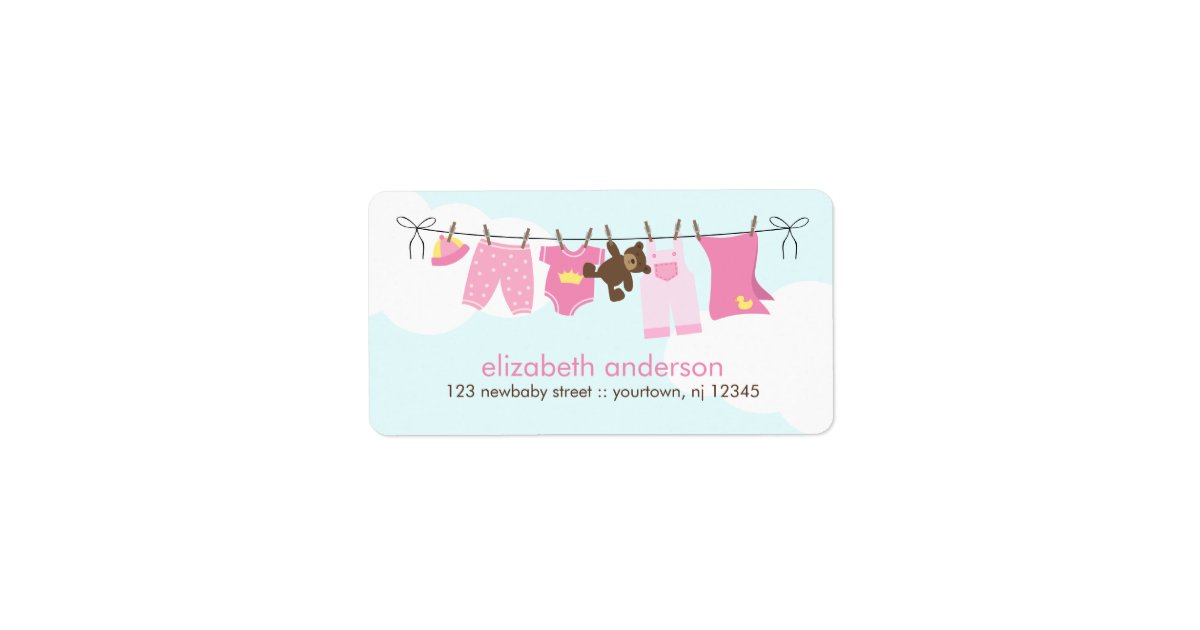 Baby Clothesline {pink} Label | Zazzle
