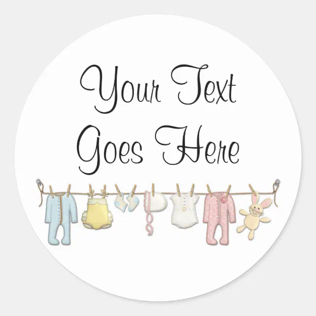 Baby Clothing Clothesline Infants Sewing Boutique Classic Round Sticker ...