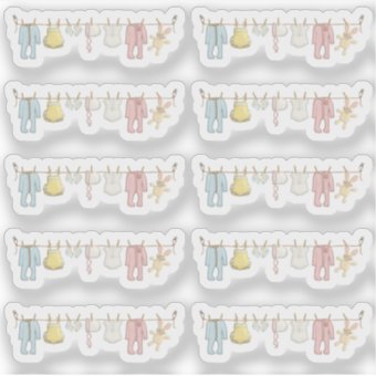 Baby Clothing Clothesline Infants Sewing Planner Sticker | Zazzle