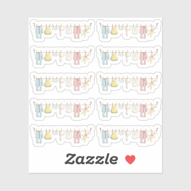 Baby Clothing Clothesline Infants Sewing Planner Sticker | Zazzle
