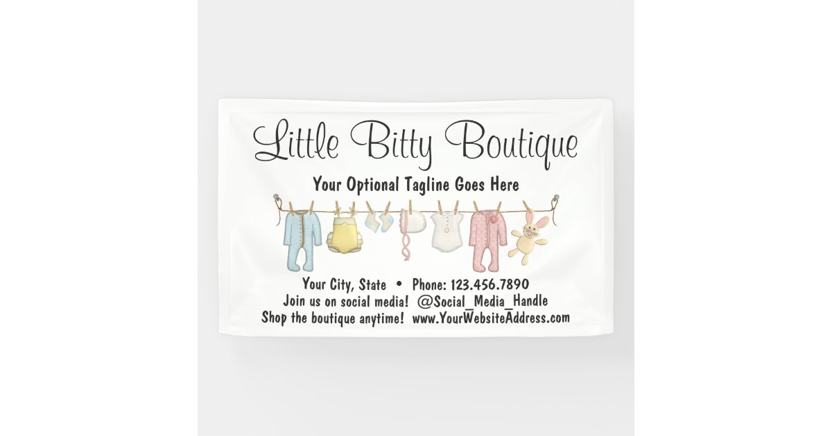 Baby Clothing Clothesline Kids Clothes Boutique Banner | Zazzle