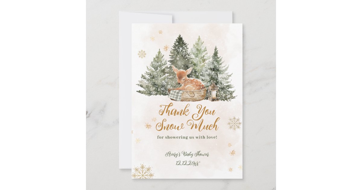 Baby Cold Outside Rustic Deer Winter Baby Shower Thank You Card | Zazzle