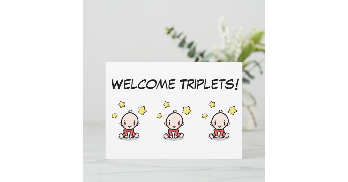 Baby congratulations card for triplets, | Zazzle
