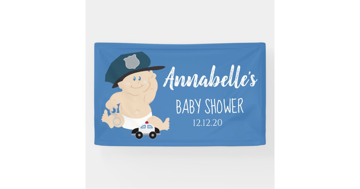 Baby Cop Police Officer Baby Shower Banner | Zazzle