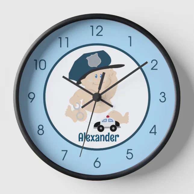 Baby Cop Police Officer Nursery Law Enforcement Clock | Zazzle