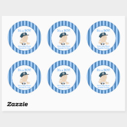Baby Cop Police (Stripe) Custom Favor Sticker | Zazzle