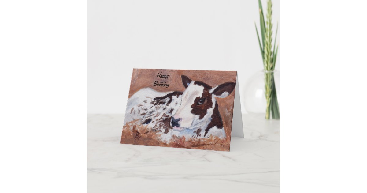 Baby Cow Birthday Card | Zazzle