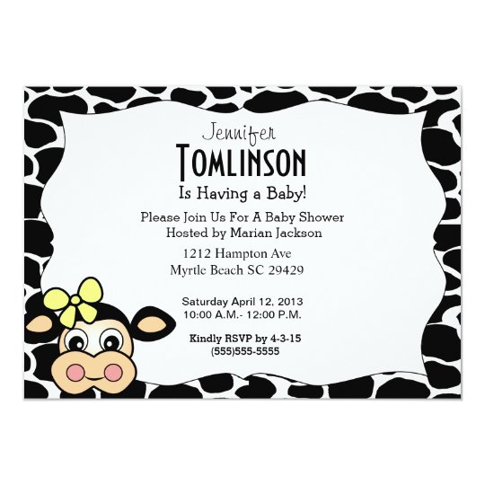 Baby Cow On Cow Print Baby Shower Invitation | Zazzle.com