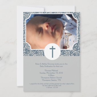 Baby Dedication BOY Baptism Photo Invitation 5x7 | Zazzle