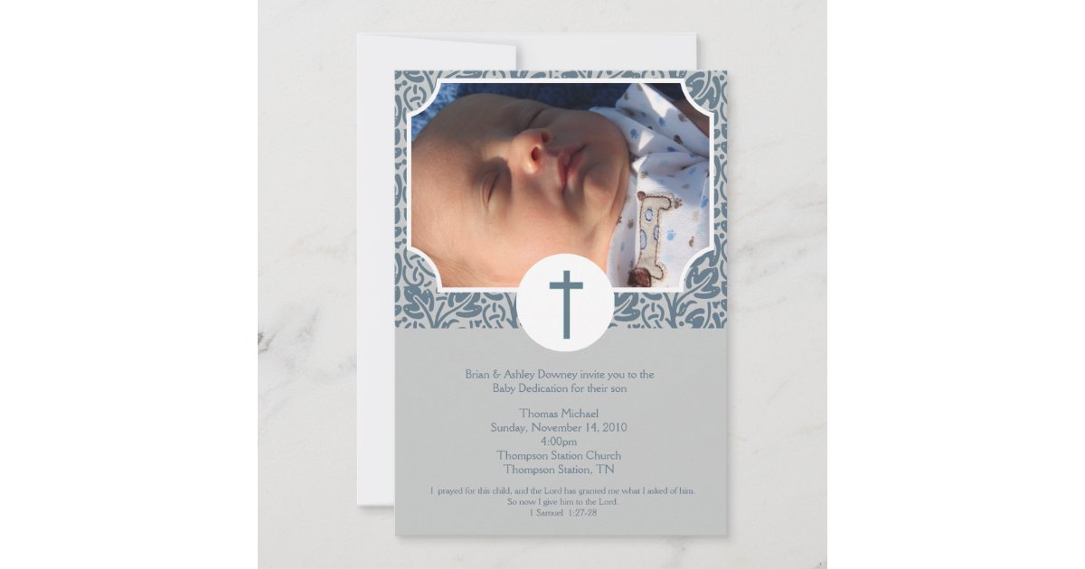 Baby Dedication BOY Baptism Photo Invitation 5x7 | Zazzle