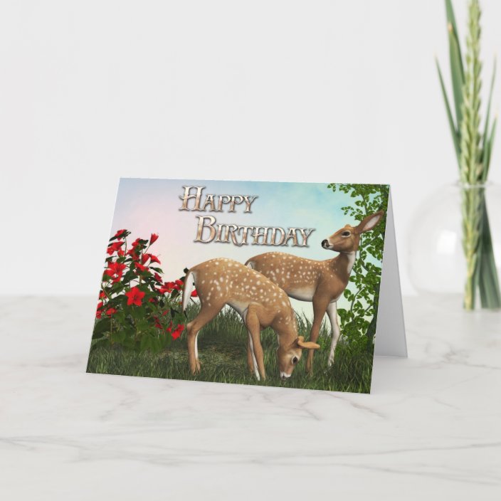 Baby Deer Happy Birthday Card | Zazzle.com