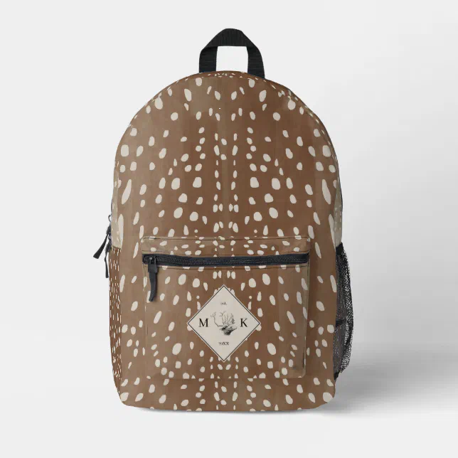 Baby Deer Spots Animal Print Pattern Monogram Printed Backpack | Zazzle