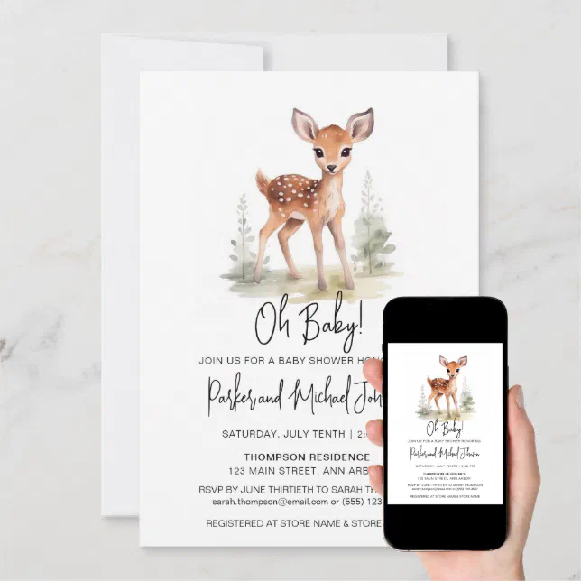 Baby Deer Woodland Animal Baby Shower Invitation | Zazzle Baby Deer Woodland Animal Baby Shower Invitation | Zazzle