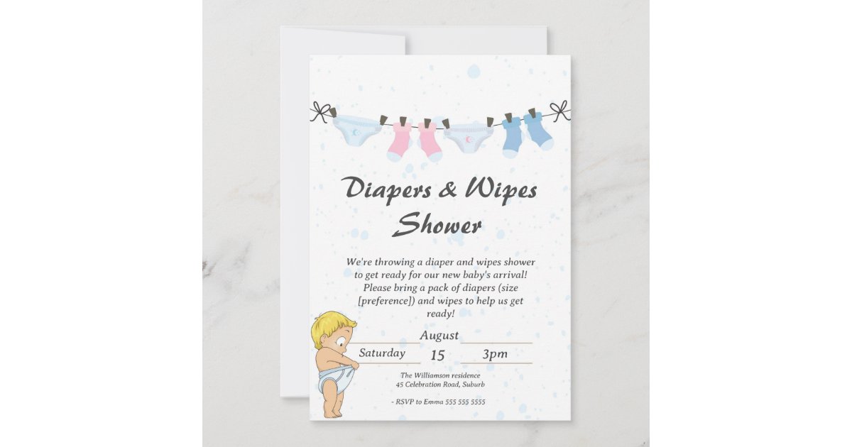 Baby Diaper and Wipes Shower Invitation | Zazzle Baby Diaper and Wipes Shower Invitation | Zazzle