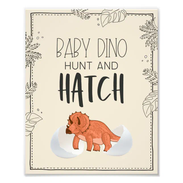 Baby Dino Hunt and Hatch Dinosaur Birthday Sign | Zazzle