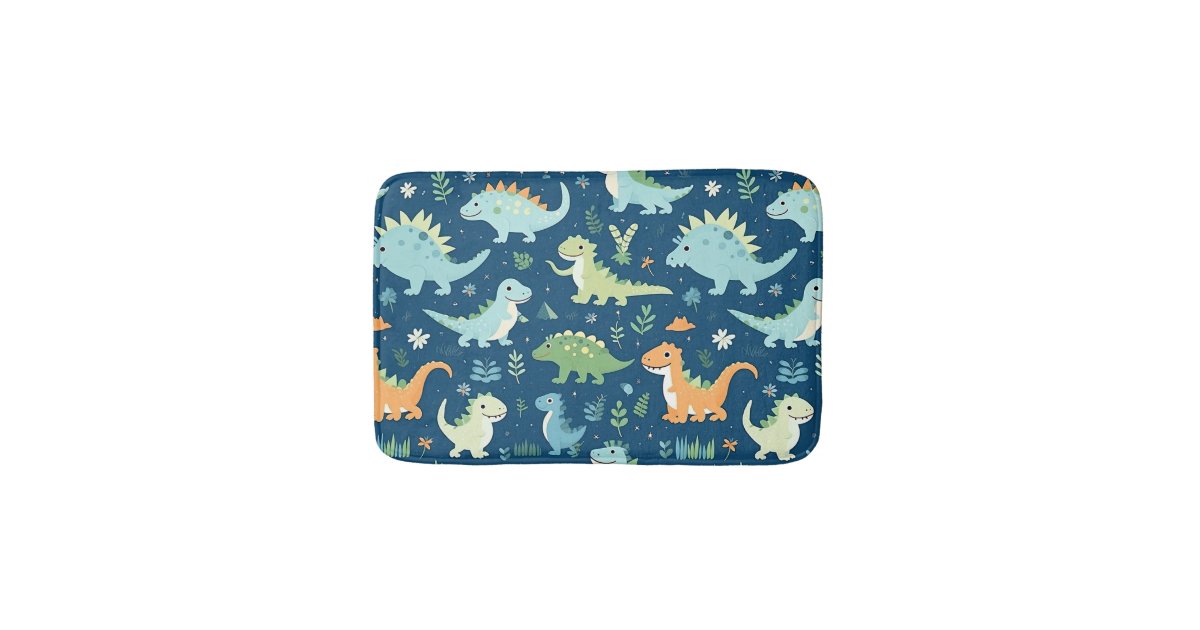 Baby Dinosaur Pattern Bath Mat | Zazzle