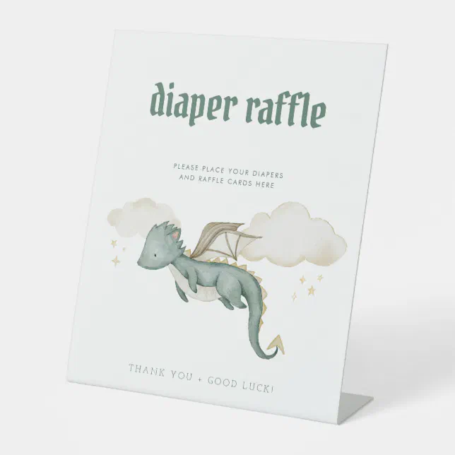 Baby Dragon Diaper Raffle Baby Shower Sign | Zazzle