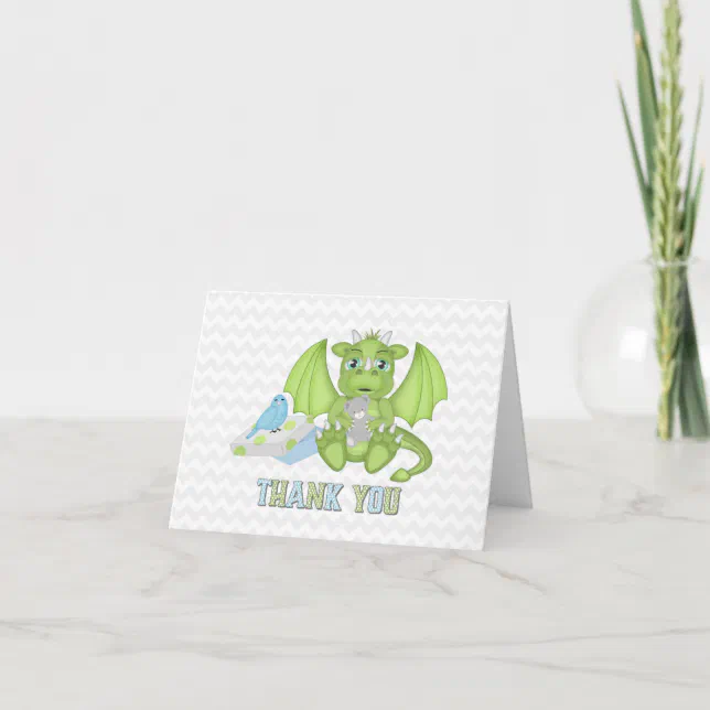 Baby Dragon Folded Thank You Card | Zazzle