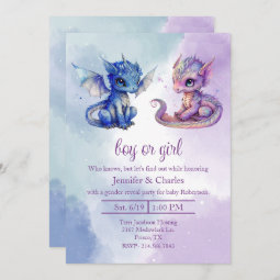 Baby Dragons Gender Reveal Party Invitation | Zazzle