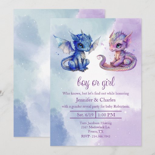 Baby Dragons Gender Reveal Party Invitation | Zazzle
