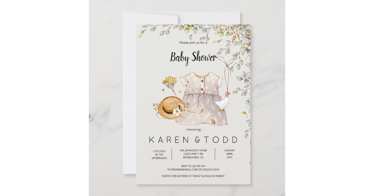 Baby Dress Rustic Country Baby Shower Invitation | Zazzle