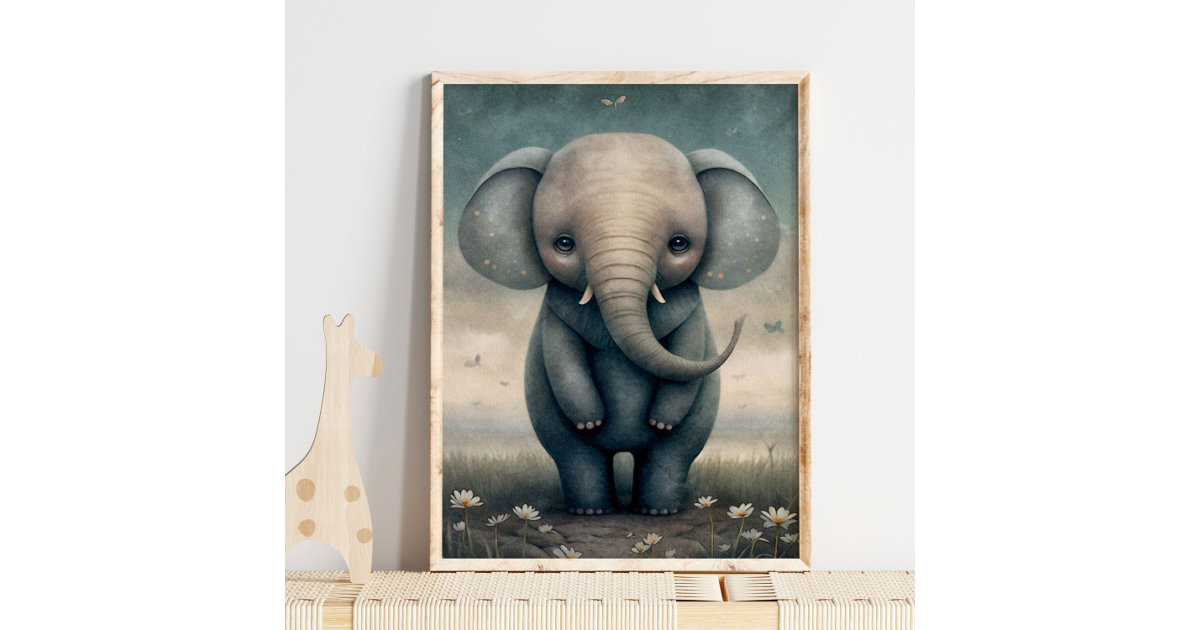 Baby Elephant African Animal | Elephant Wall Print | Zazzle