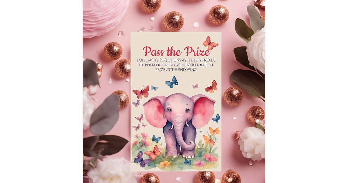 Baby Elephant Baby Shower Pass the Prize Game | Zazzle