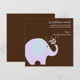 Baby Elephant Birth Announcement | Zazzle