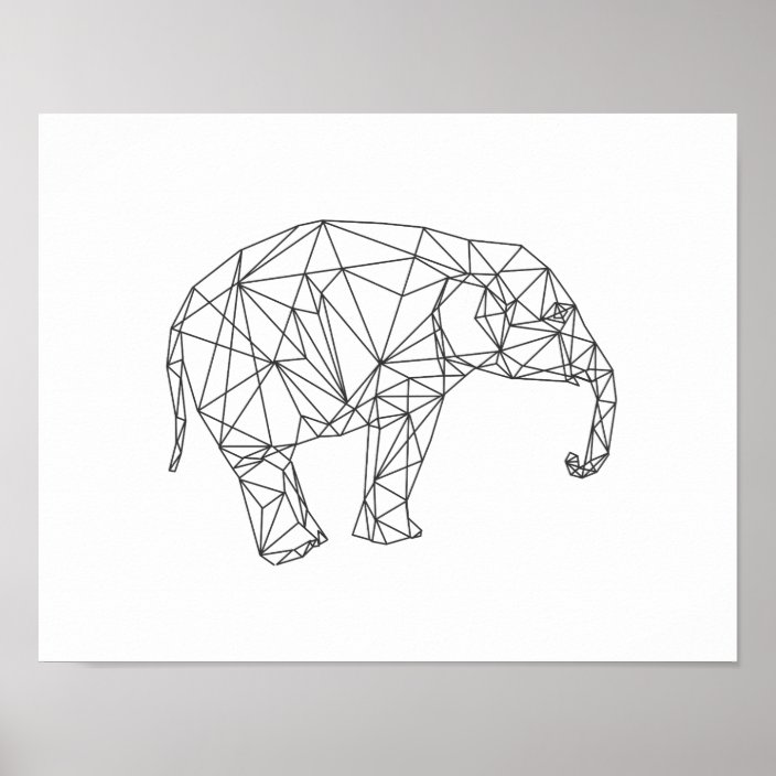 Baby elephant geometric minimalist nursery art poster | Zazzle.com