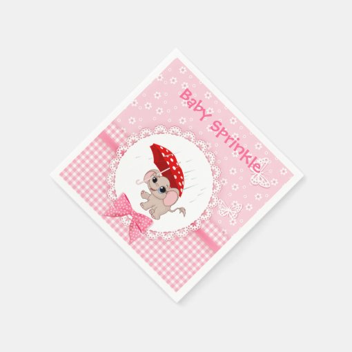 Baby Elephant Pink Baby Sprinkle Party Napkin | Zazzle