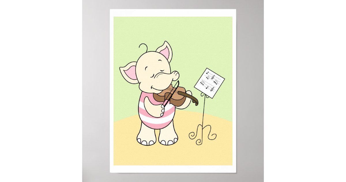 Baby elephant playing the Violin Poster | Zazzle