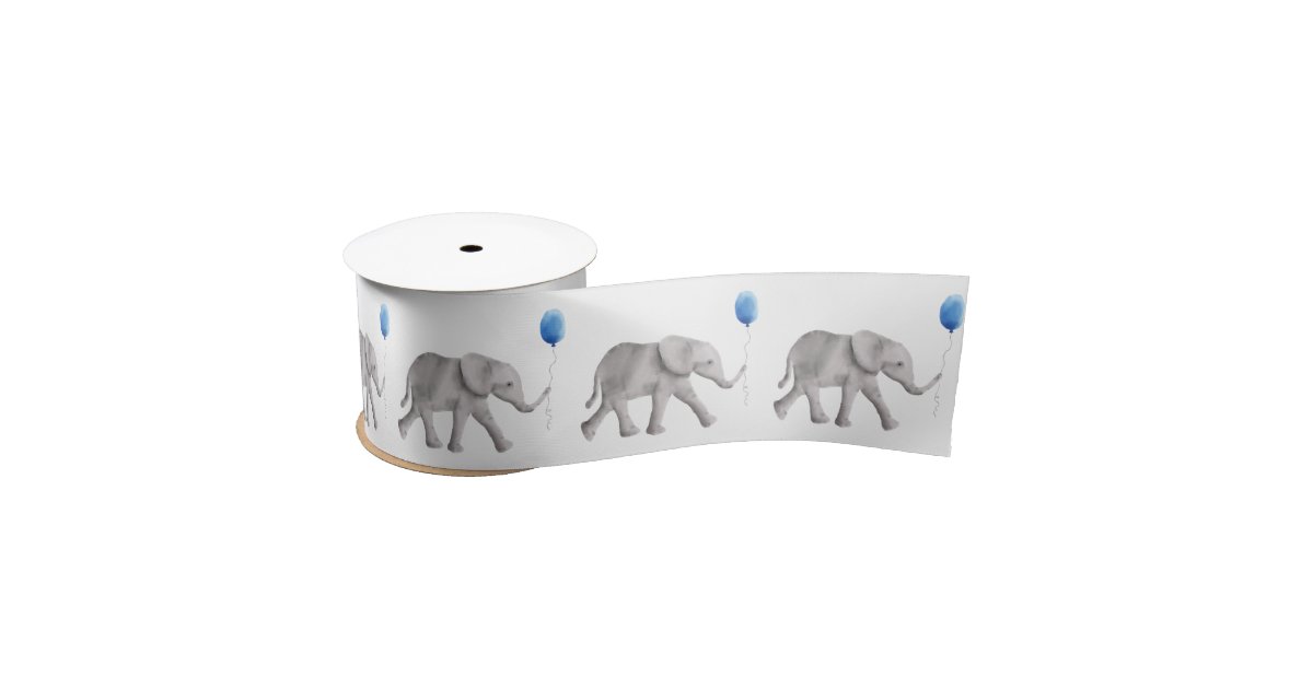 Baby Elephant Satin Ribbon for New Baby Gift Wrap | Zazzle