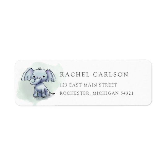 Baby elephant sitting illustrated label | Zazzle.com