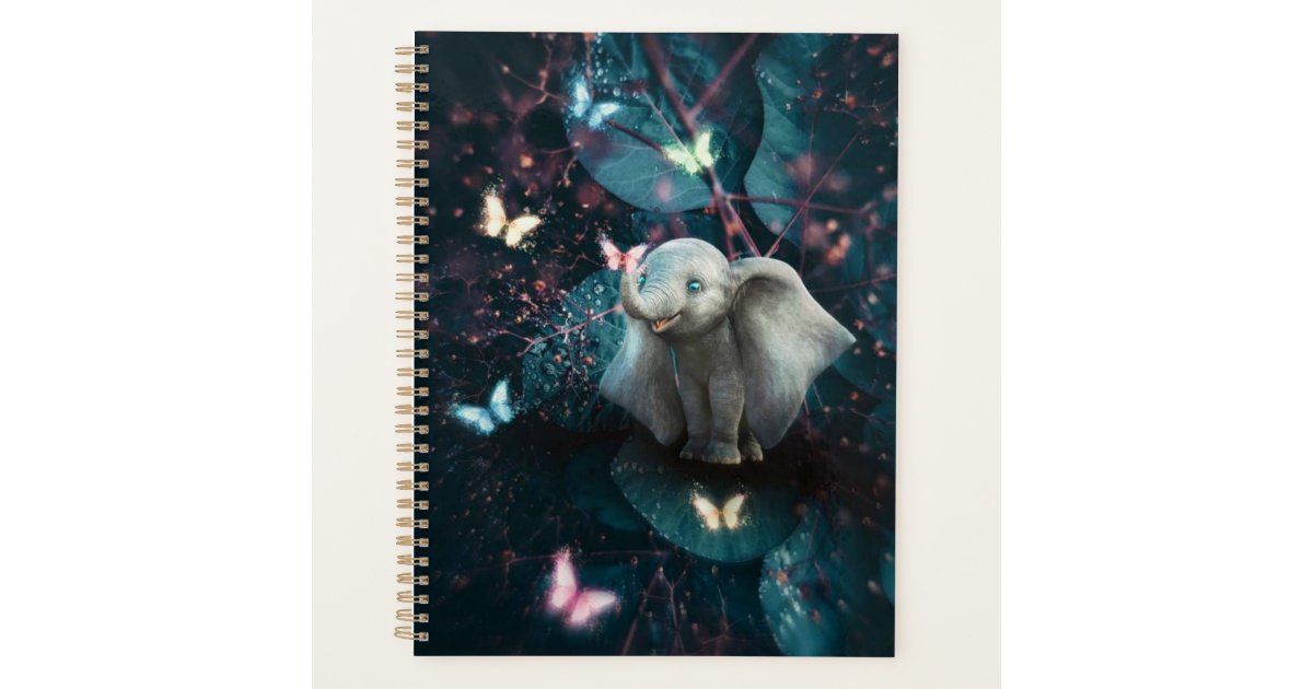 Baby elephant with butterfly's design-planner. planner | Zazzle