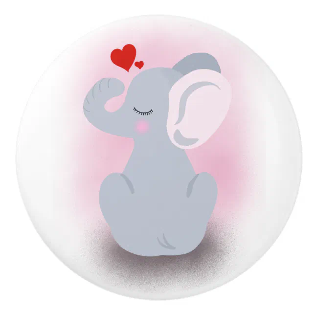 Baby Elephant With Heart Ceramic Knob | Zazzle