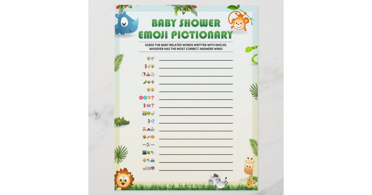 Baby Emoji Pictionary [Animal Theme] Letterhead | Zazzle
